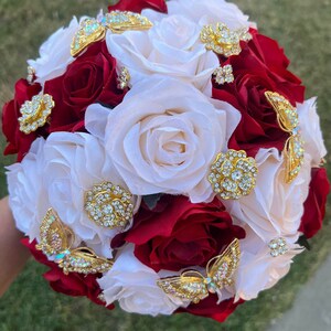 Red and Ivory Bouquet - Etsy