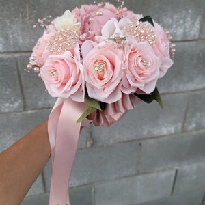 Blush, Ivory and Rose Gold Bouquet - Etsy