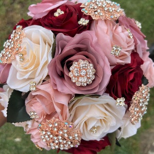 Rose Gold Champagne Blush and Burgundy Bouquet - Etsy