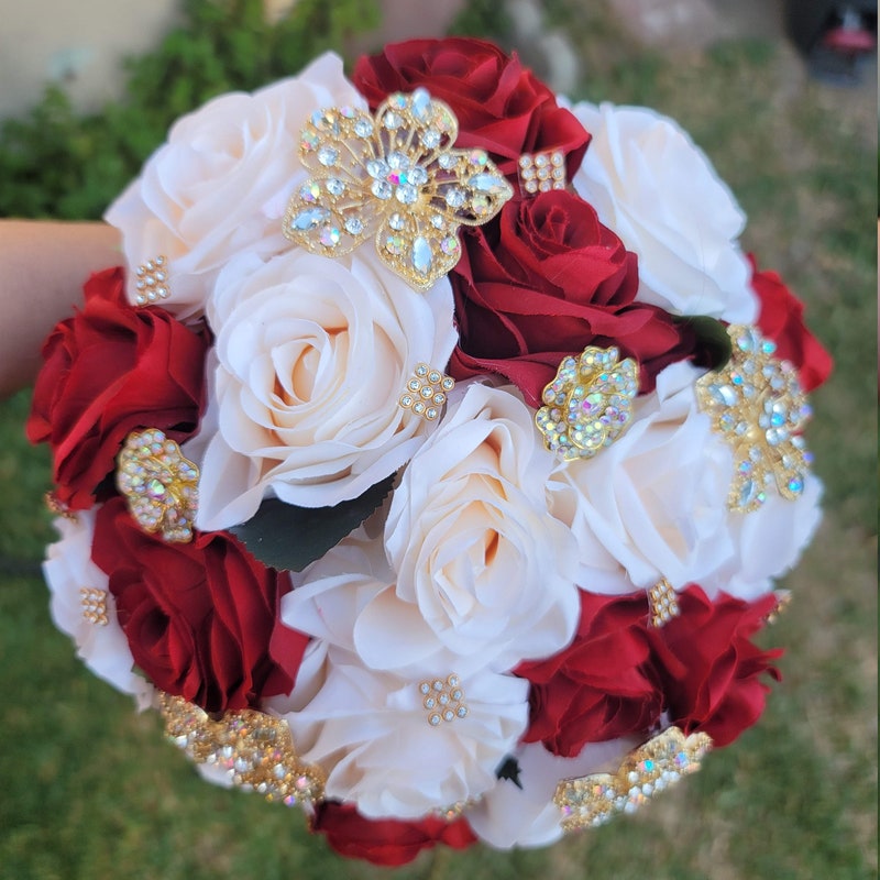 Red Brooch Bouquet - Etsy