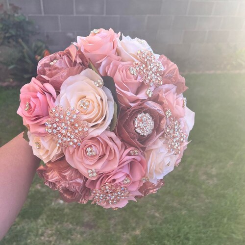 Blush Ivory and Rose Gold Bouquet - Etsy