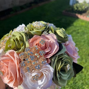Sage Green and Blush Mix Bouquet - Etsy