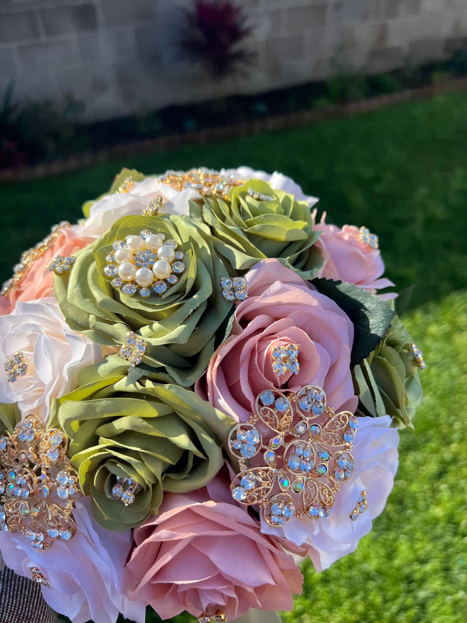 Sage Green and Blush Mix Bouquet - Etsy