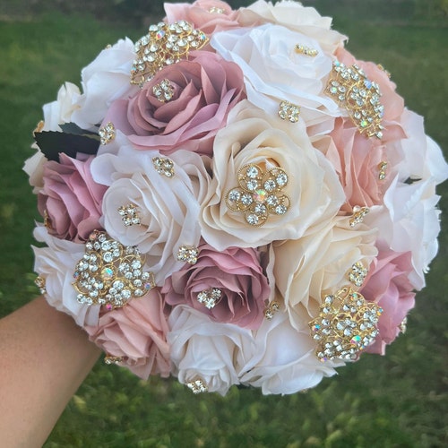 Blush Ivory and Rose Gold Bouquet - Etsy