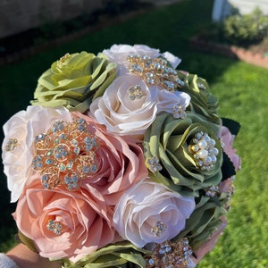 Sage Green and Blush Mix Bouquet - Etsy