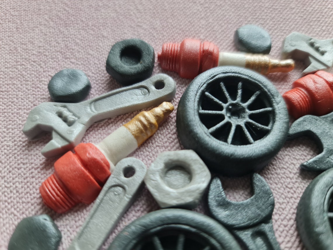 Fondant Tool Cake Toppers: 36-piece Mechanic Car Theme Setno Extra Fees ...