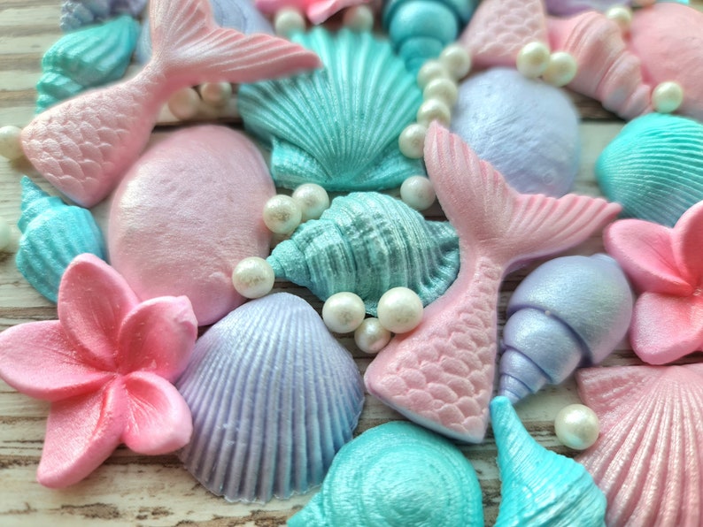 60 Pcs. Sugar Fondant Shells Mermaid Fin Mermaid Tail - Etsy