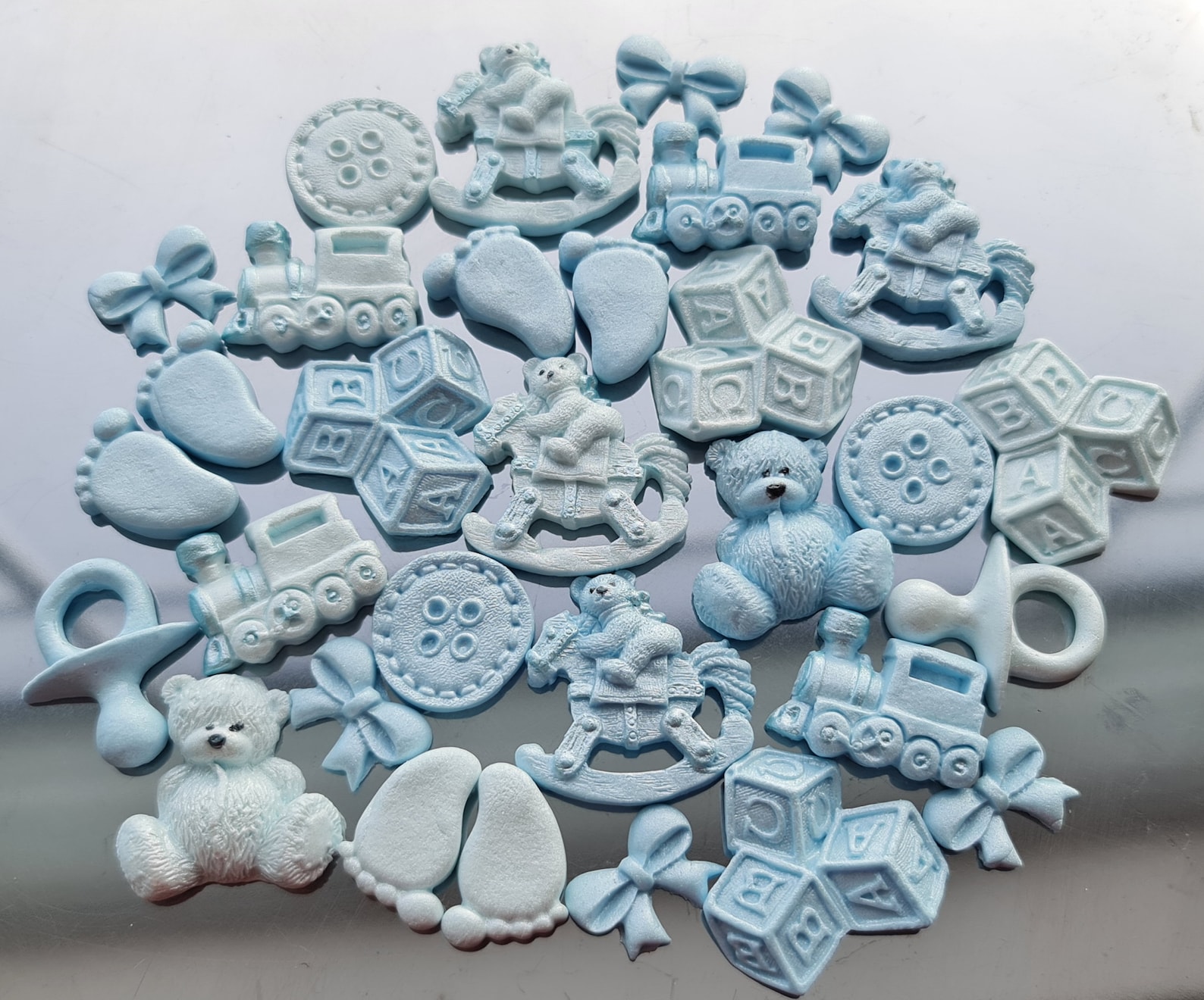 30 Pcs. Edible Sugar Fondant Baby Boy Shower Cake Topper Blue - Etsy