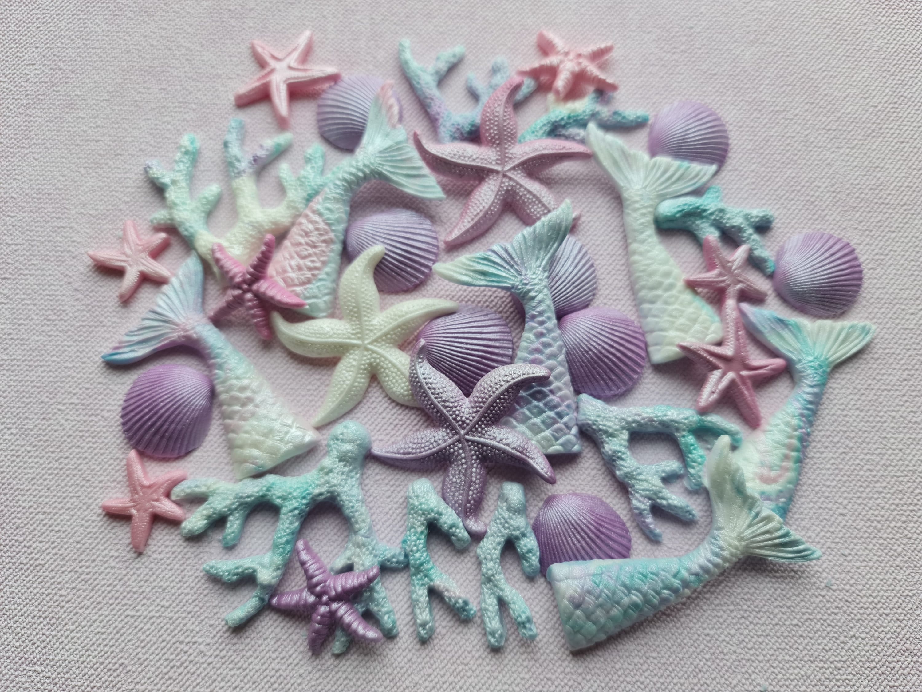 36 Pcs. Sugar Fondant Clam Shells Mermaid Tails Starfishes - Etsy