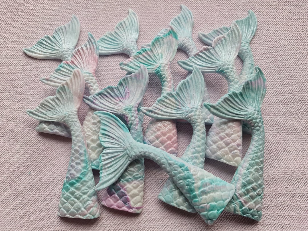 12 Fondant Mermaid Tails: Sugar Cake Cupcake Toppers - Etsy