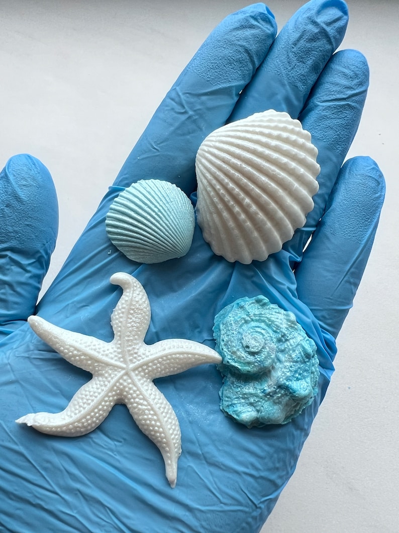 40 Edible Sugar Seashells: Blue & White Cake Toppersno Extra Fees for ...