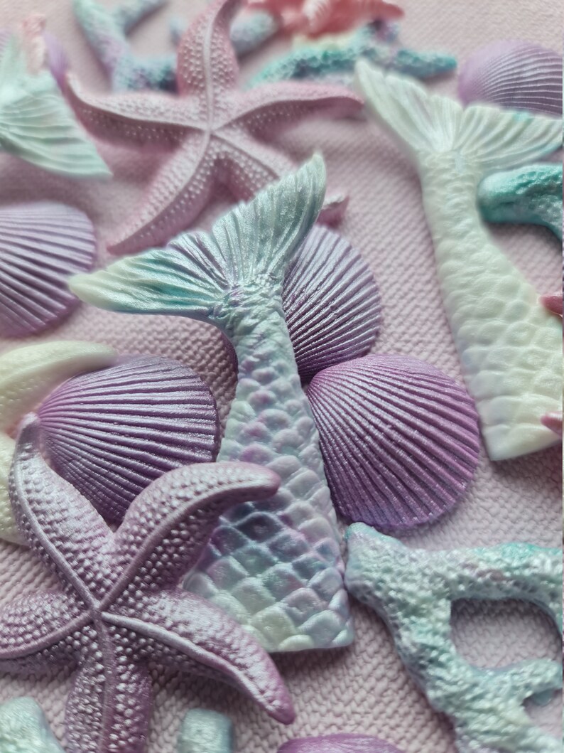 36 Pcs. Sugar Fondant Clam Shells Mermaid Tails Starfishes - Etsy