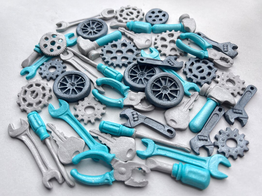 24 Pcs. Fondant Screwdriver, Screws, Tires, Keys, Mechanic Tools Cake ...