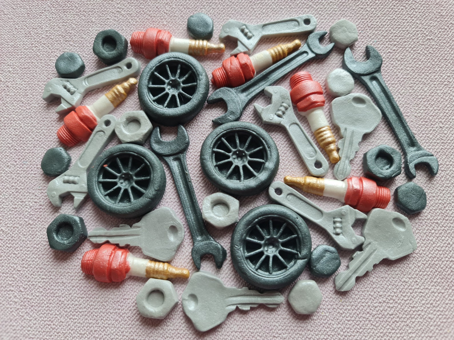 Fondant Tool Cake Toppers: 36-piece Mechanic Car Theme Setno Extra Fees ...