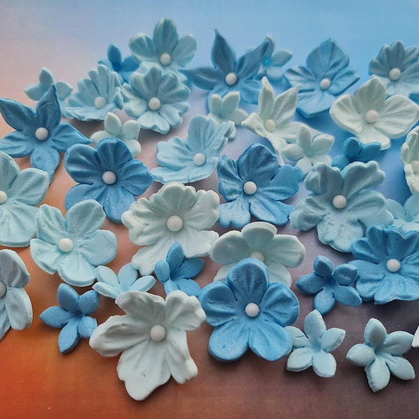 Blue Sugar Flowers Cake Topper - Etsy
