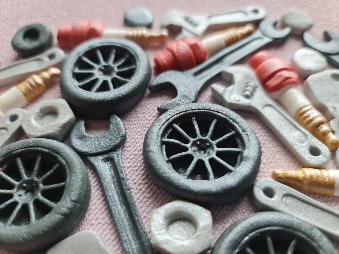 Fondant Tool Cake Toppers: 36-piece Mechanic Car Theme Setno Extra Fees ...