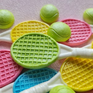 24 Pcs. (12 Rackets/12 Balls) Sugar Fondant Rackets, Tennis Ball Cake ...