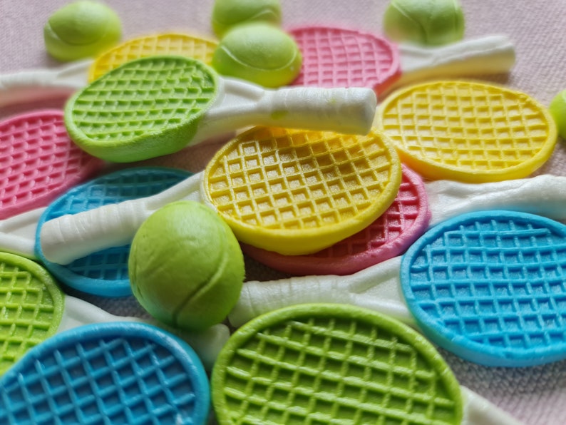 24 Pcs. 12 Rackets/12 Balls Sugar Fondant Rackets Tennis | Etsy