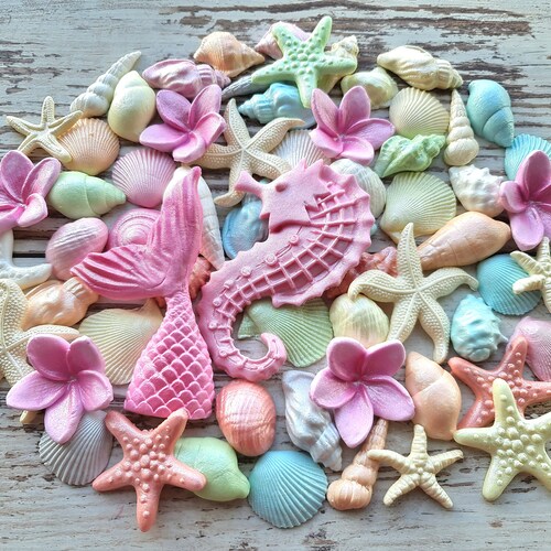60 Pcs. Sugar Fondant Shells Mermaid Fin Mermaid Tail - Etsy