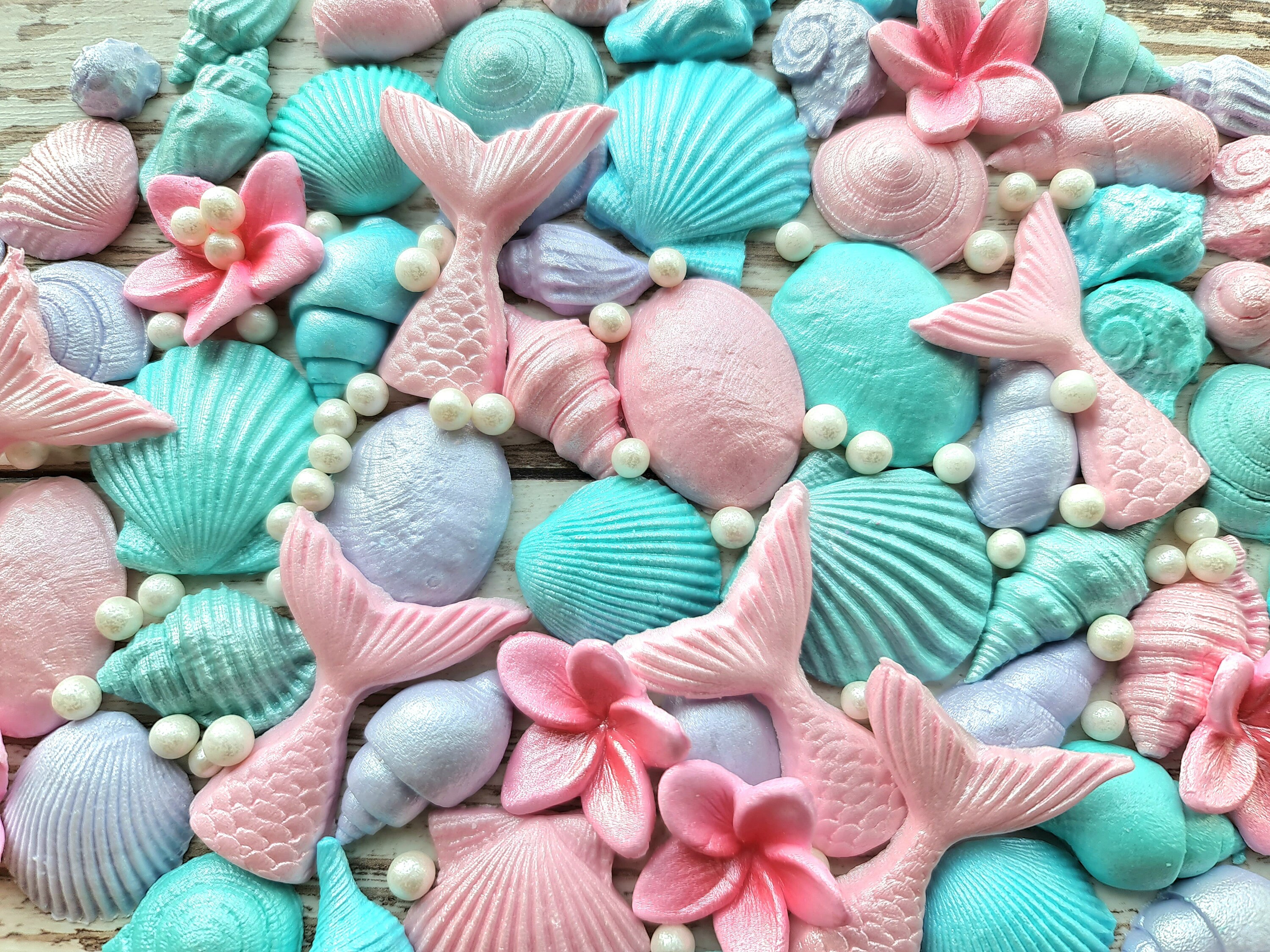 60 Pcs. Sugar Fondant Shells Mermaid Fin Mermaid Tail - Etsy