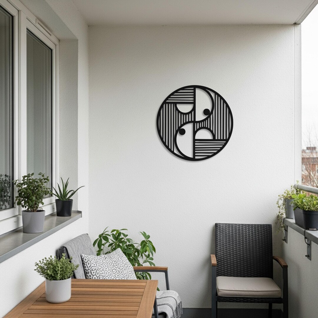 Yin Yang Metal Wall Art, Geometric Zen Decor - Etsy