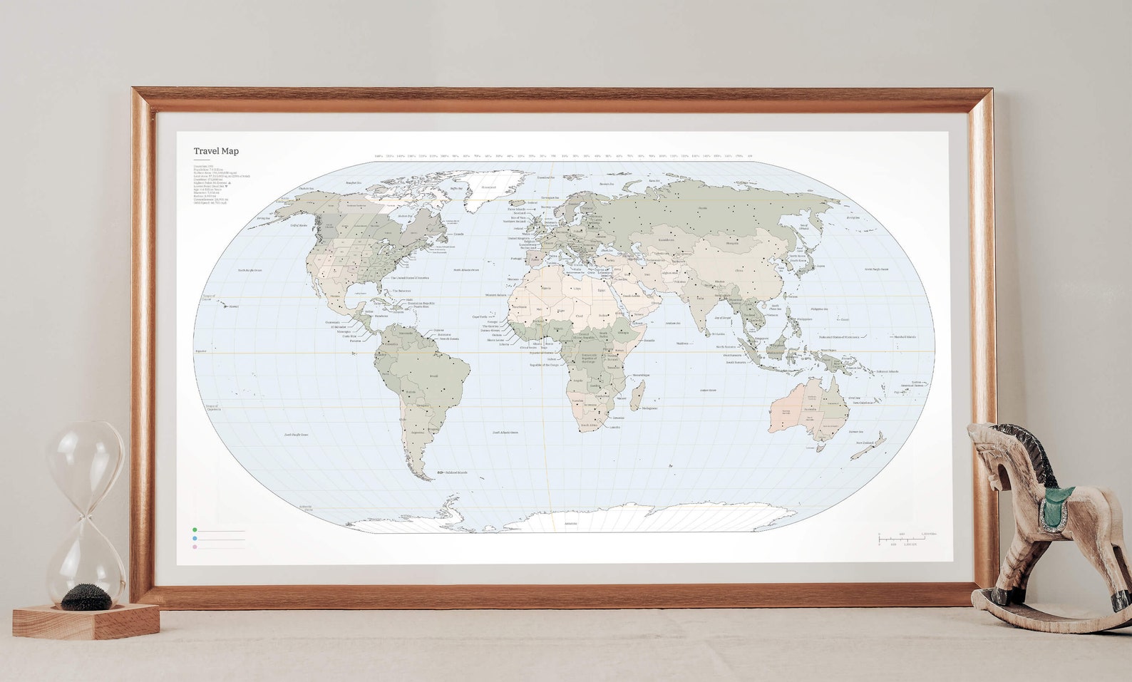 Printable World Map With ACCURATE Country Sizes and Earth Colors! Push ...