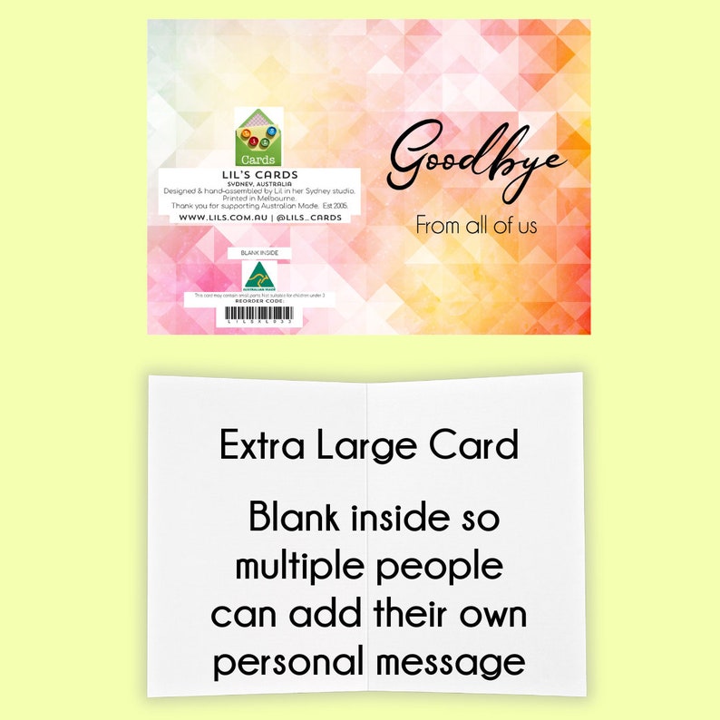 LARGE Farewell Card Goodbye From All of Us Co-worker / Colleague ...