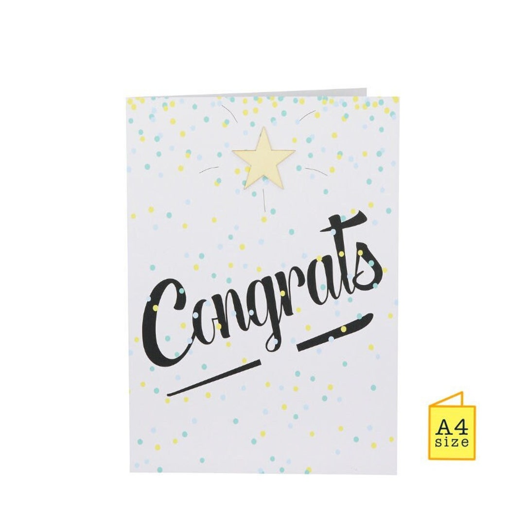 Congratulations Large Card Confetti Wooden Star - Etsy UK