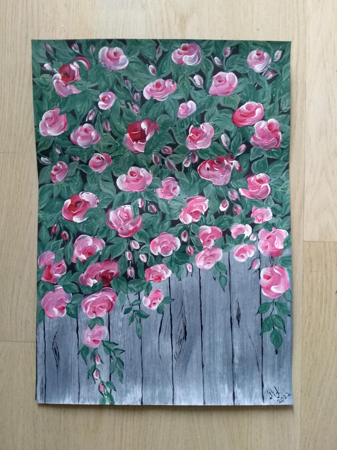 Original Acrylic Rose Painting on Paper, Hand Painted Artwork - Etsy