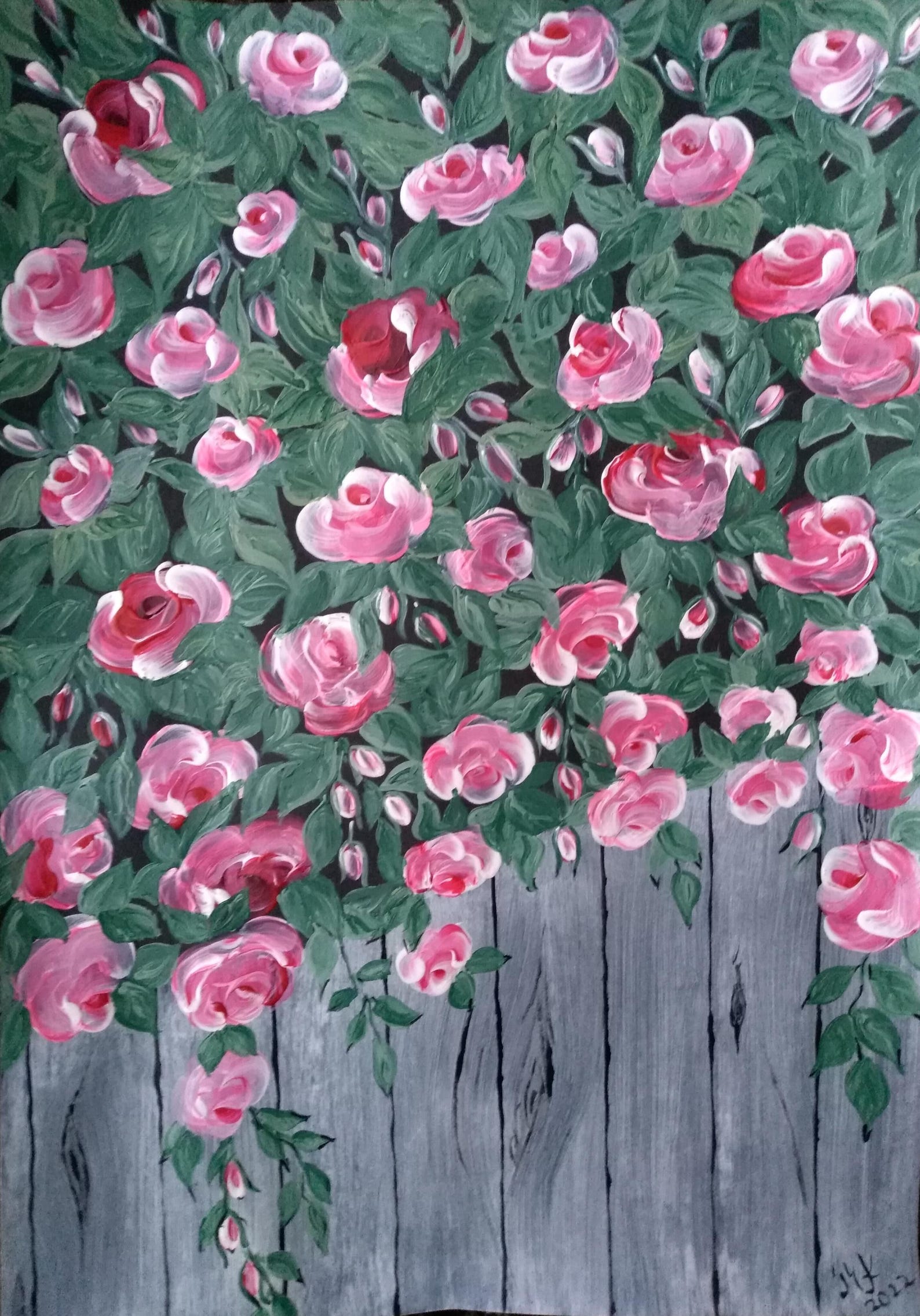 Original Acrylic Rose Painting on Paper, Hand Painted Artwork - Etsy