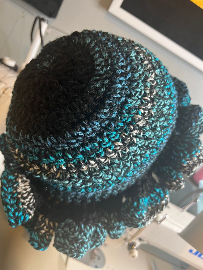 Starry Night Crochet Bucket Ruffle Hat - Etsy
