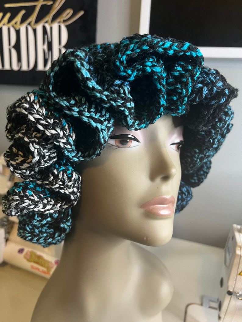 Starry Night Crochet Bucket Ruffle Hat - Etsy