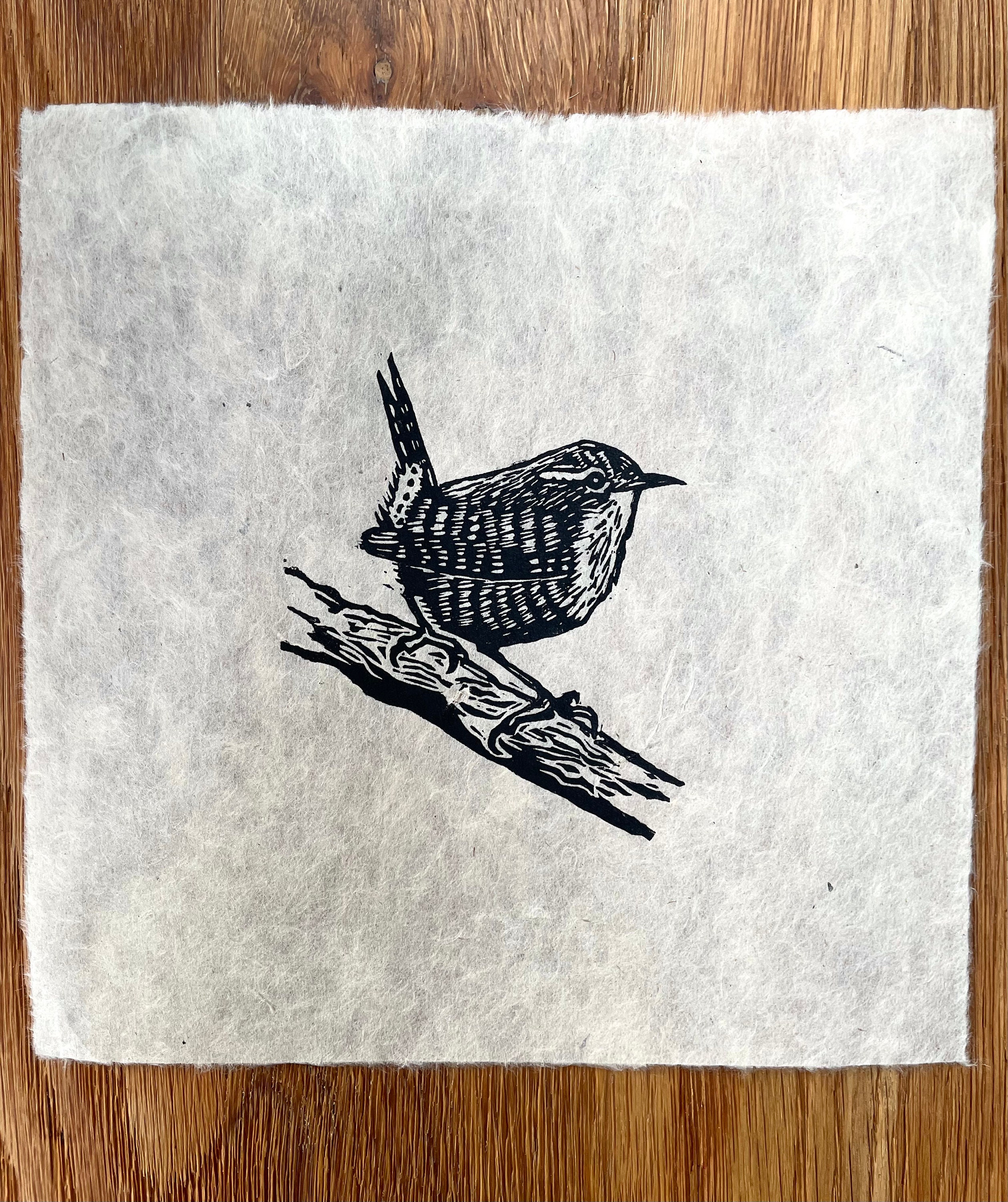 Wren Lino Print Bird Art - Etsy