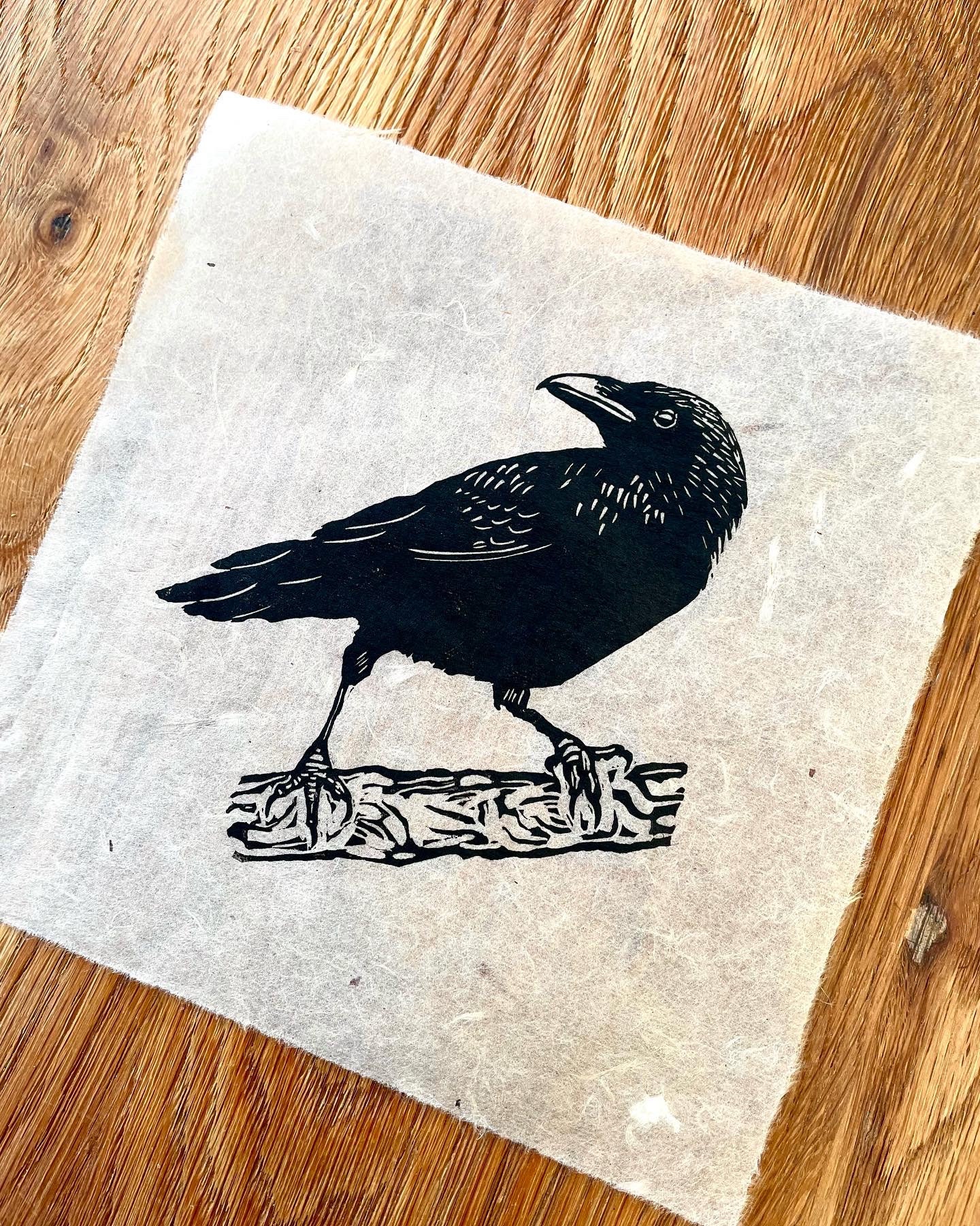 Carrion Crow - Lino Print - Bird Art - Etsy