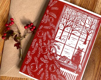 Christmas Lino Print - Etsy