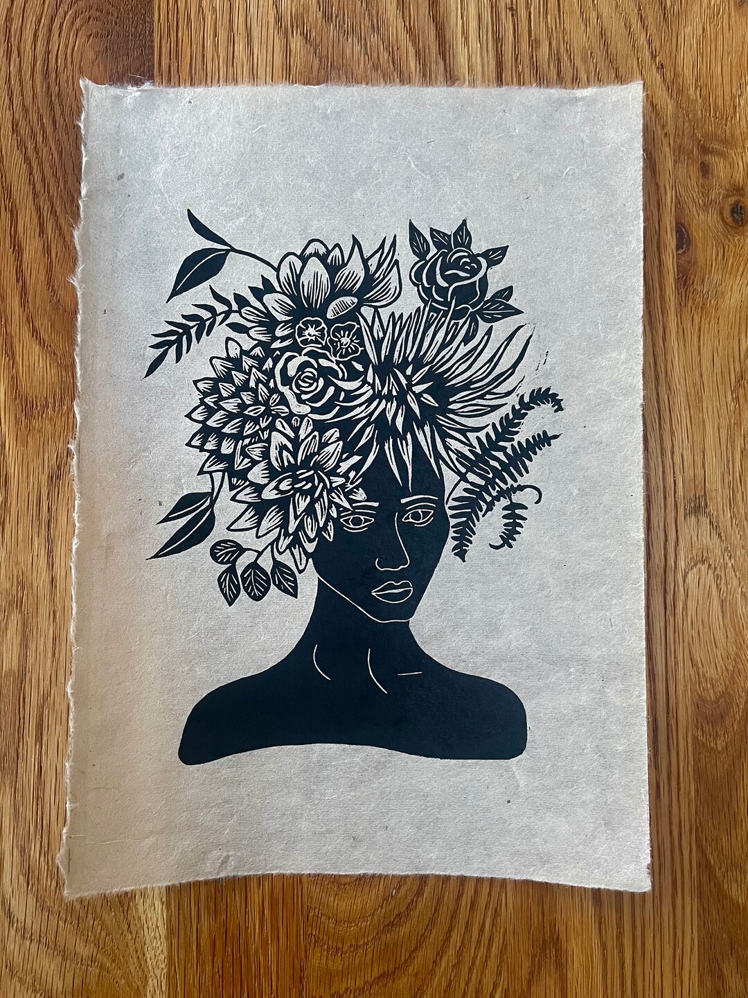 Cut Flowers - Linocut - Lino Print - Original Art Print - Wall Print ...