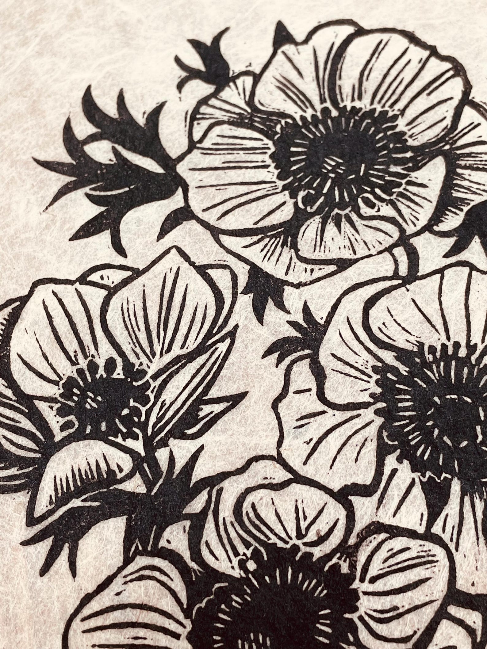 Anemones - Lino Print - Botanical Art - Flower Art Prints - Hand ...