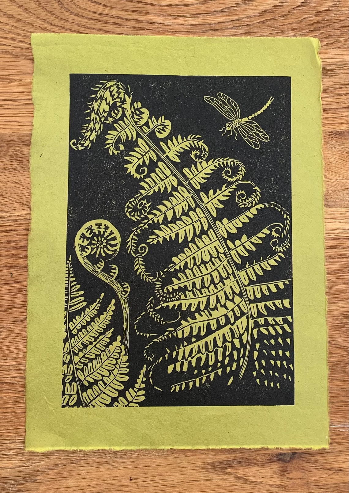 Fern Unfurling Lino Print original Artwork Botanical Art - Etsy