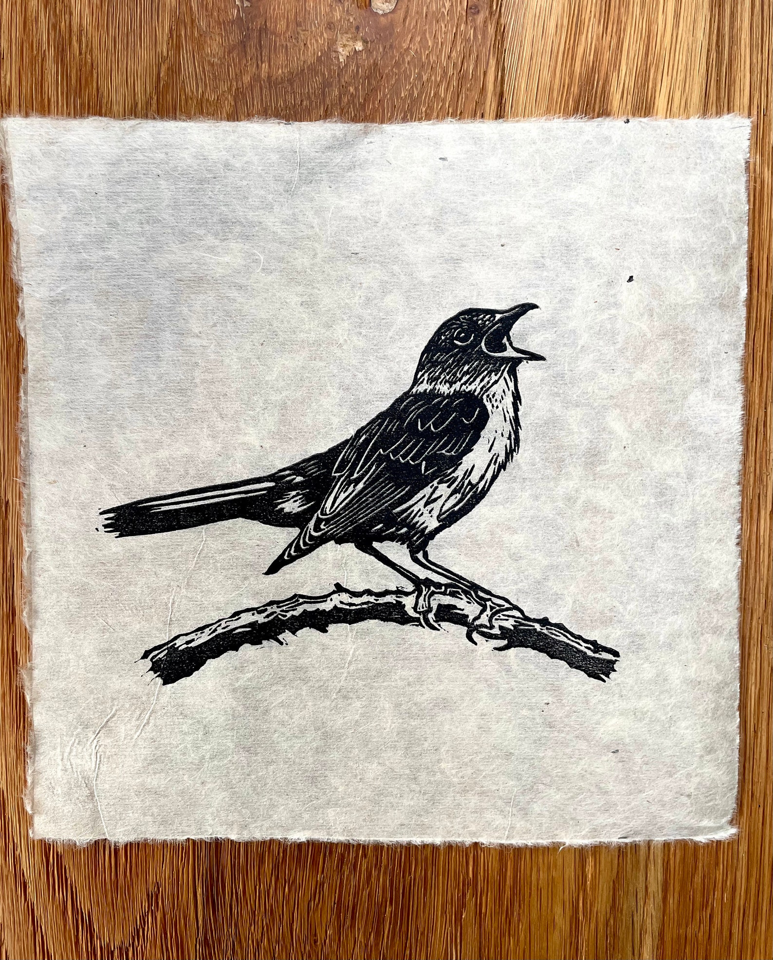Nightingale - Lino Print Art - Bird Art - Etsy