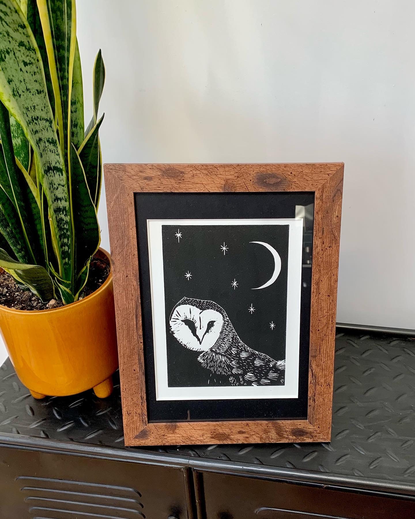 Barn Owl - Original Lino Print - Bird Art Print - Etsy