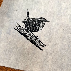 Wren Lino Print Bird Art - Etsy