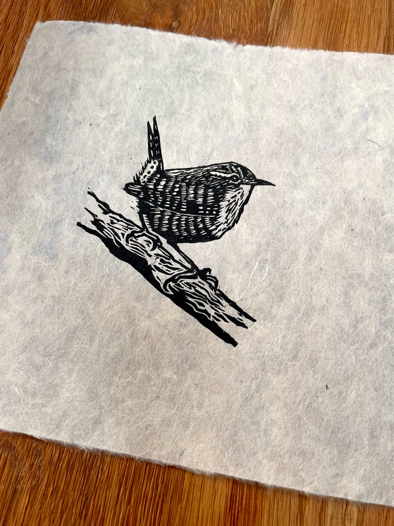 Wren Lino Print Bird Art - Etsy