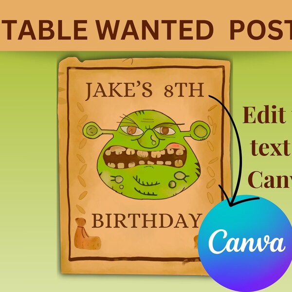 Shrek Wanted Signs - Etsy
