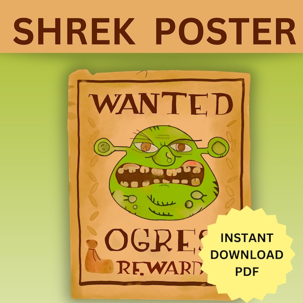 Shrek Wanted Signs - Etsy