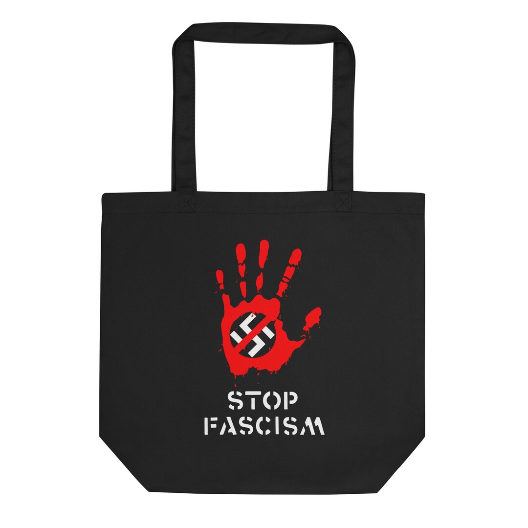 Stop Fascism With No-nazi Symbol in Bloody Hand Print Eco Tote Bag - Etsy