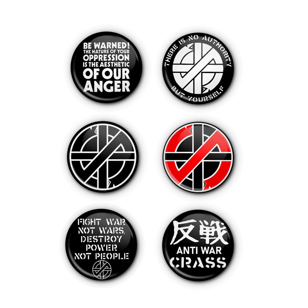 CRASS 1.5" Buttons X6! CRASS the Anarcho-punk Band Pin-back Buttons 6 ...