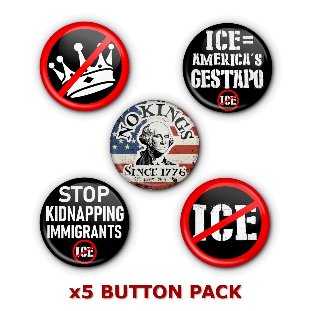 Anti-ice & No Kings X5 1.5" Pin-back Buttons! 5 Pack Anti-trump Pins - Etsy
