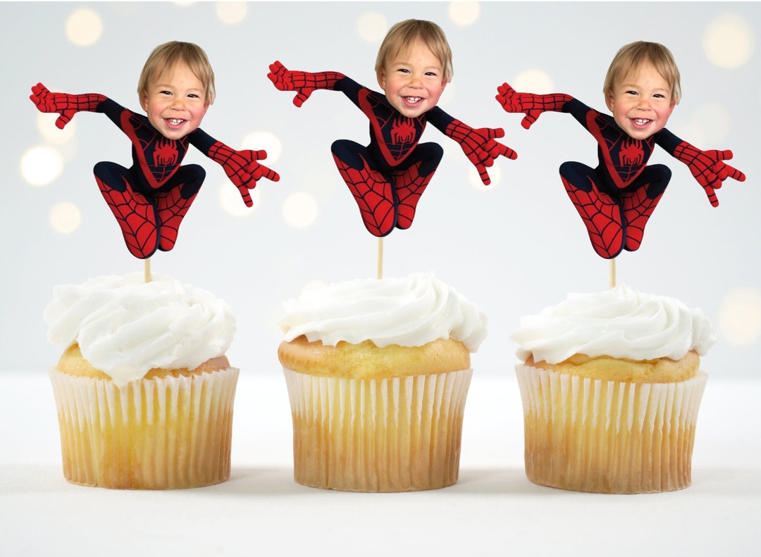 Spin Spiderman Cupcake Topper Custom Photo Spidey and Friends Super ...
