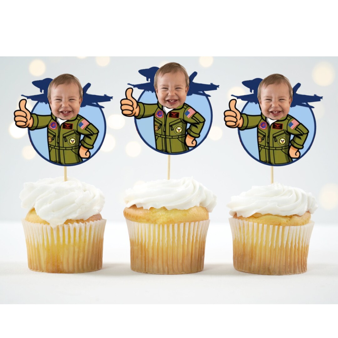 Pilot Cupcake Topper Top One Birthday Party Aviator Cupcake Topper Top ...