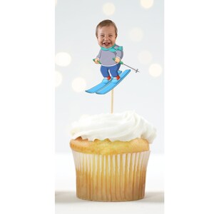 Ski Cupcake Topper Custom Photo Skier Cupcake Topper Skiing Face Topper ...